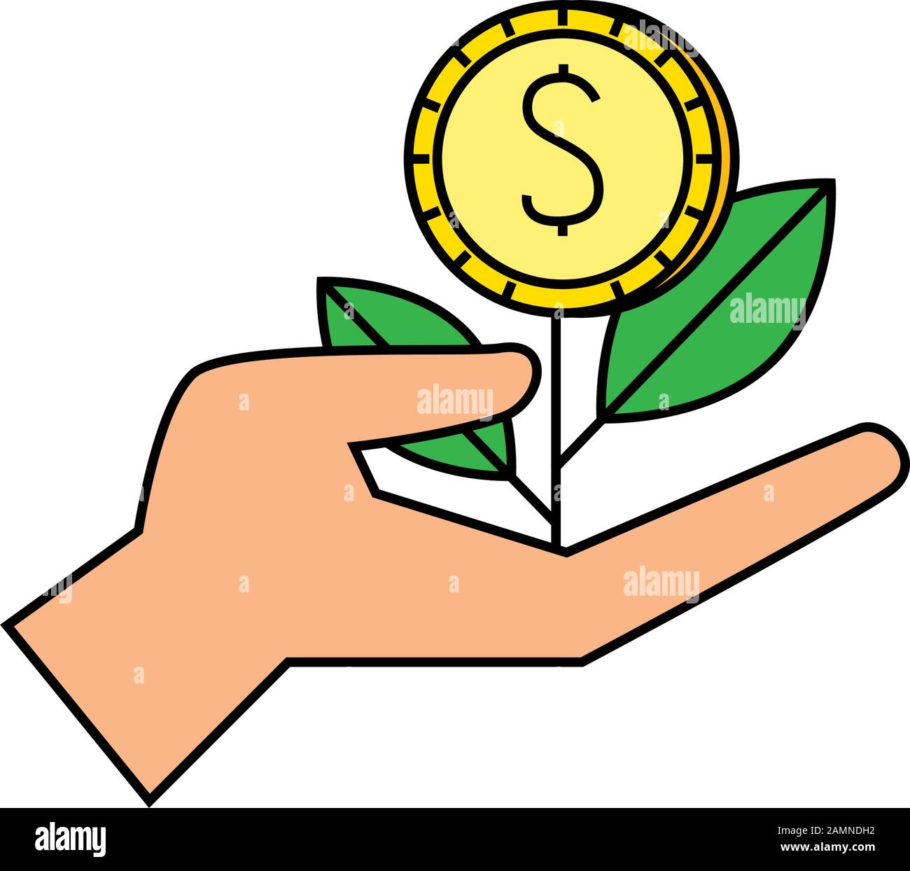 Isolated coin flower over hand vector design Stock Vector Image & Art ...