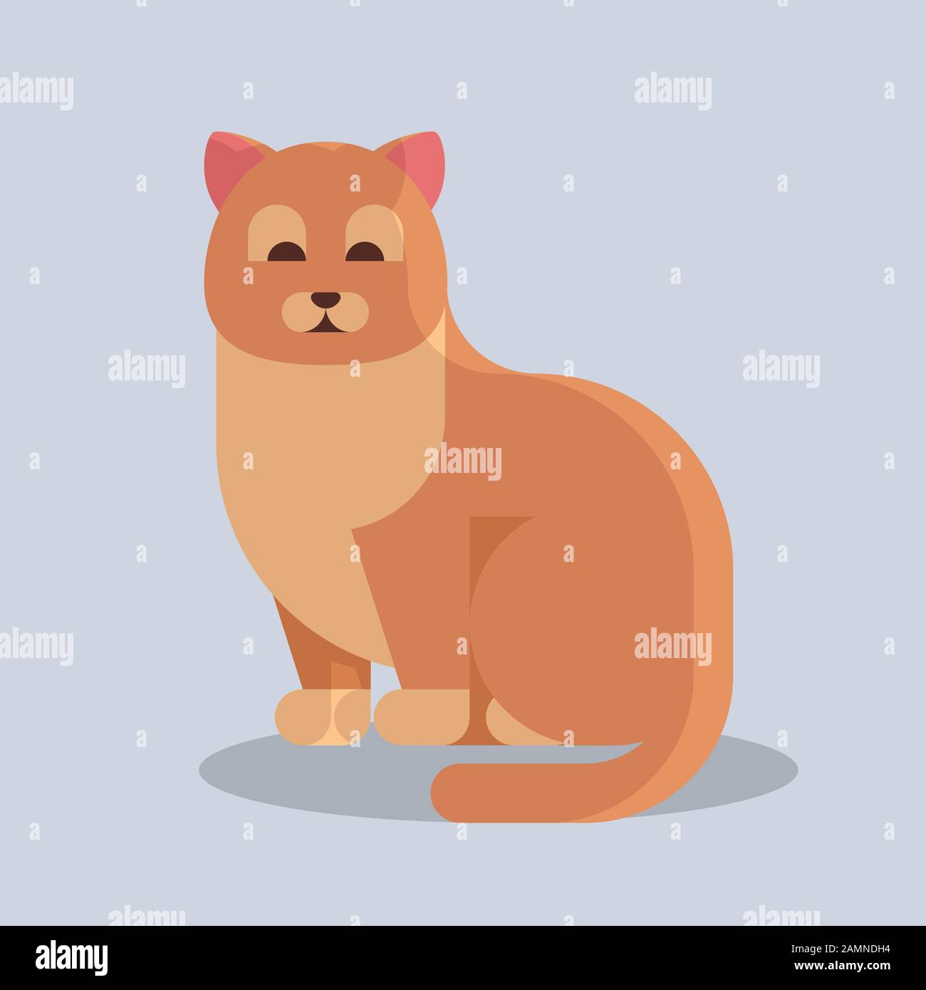 cute cartoon cat icon kitten sitting alone flat vector illustration ...
