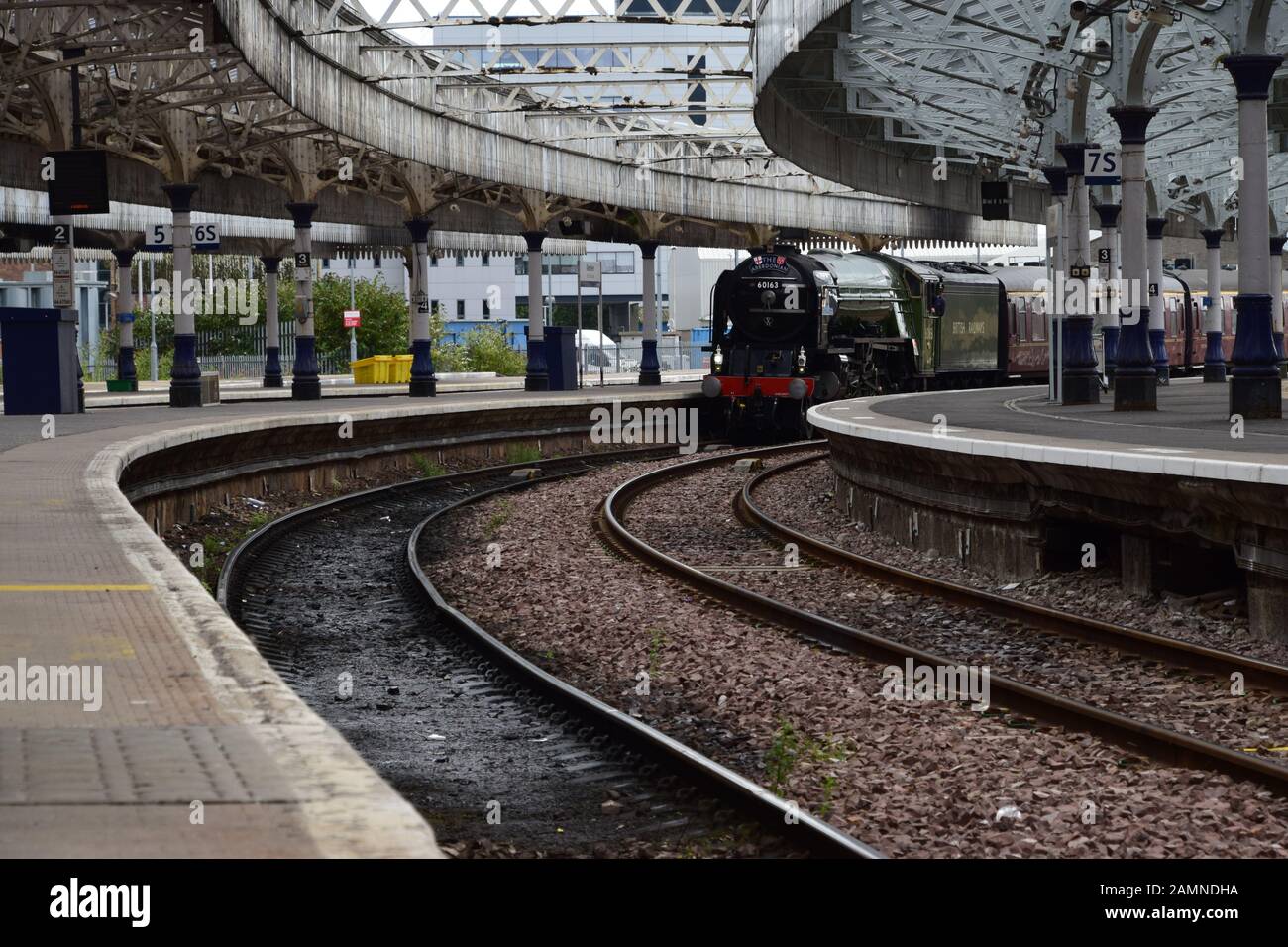 Aberdonian steam engine arrives at Aberdeen Station Stock Photo - Alamy
