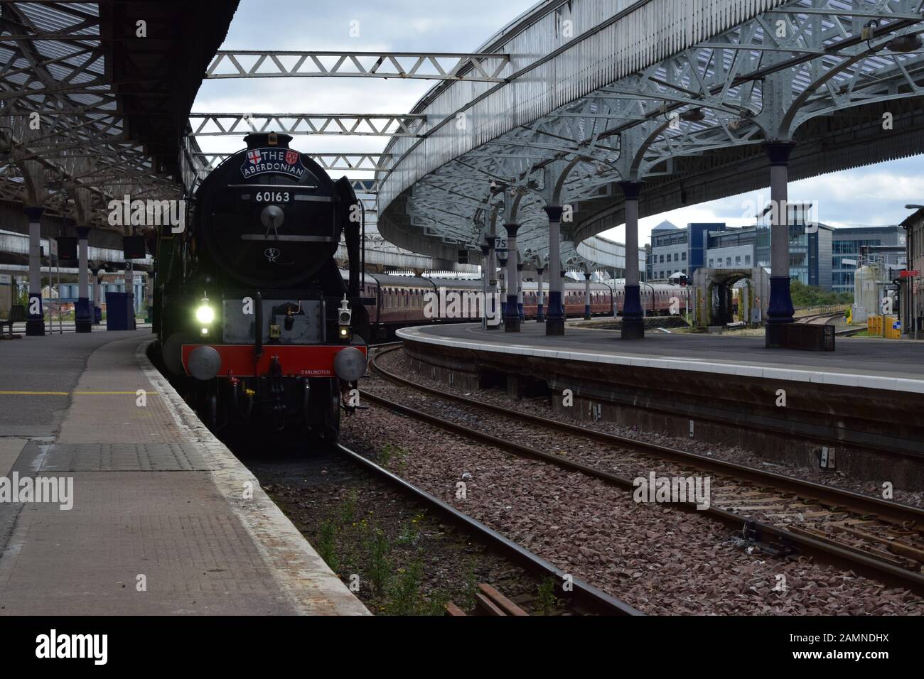Aberdonian steam engine arrives at Aberdeen Station Stock Photo - Alamy