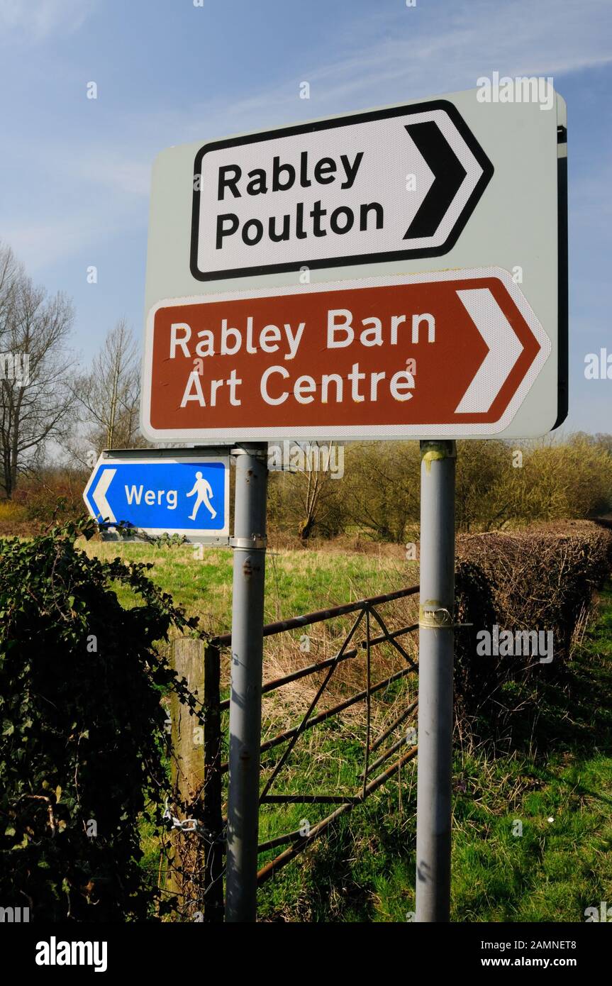 Road sign at a junction on the Mildenhall road near Marlborough ...