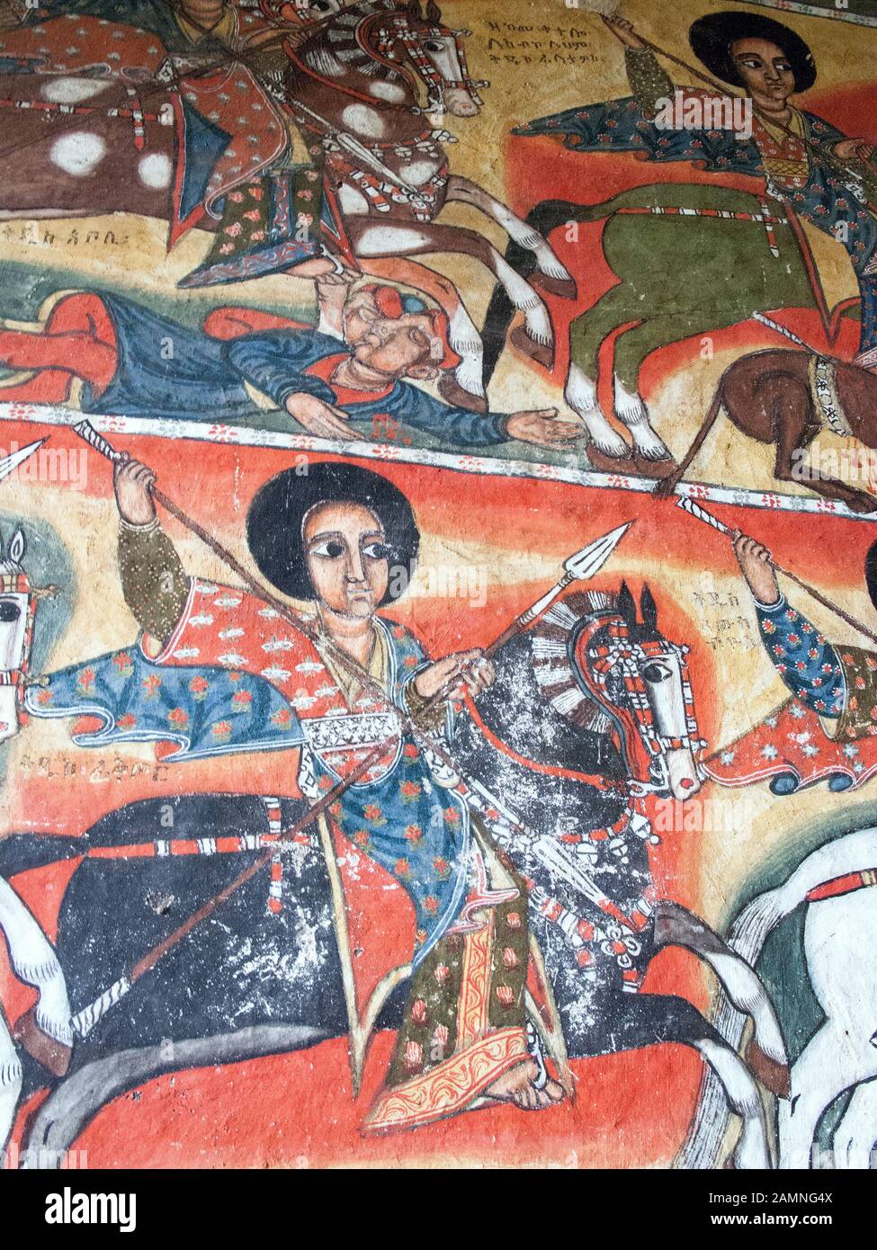 Wall painting of Saint George inside the church of Uhra Kidane Mehret ...