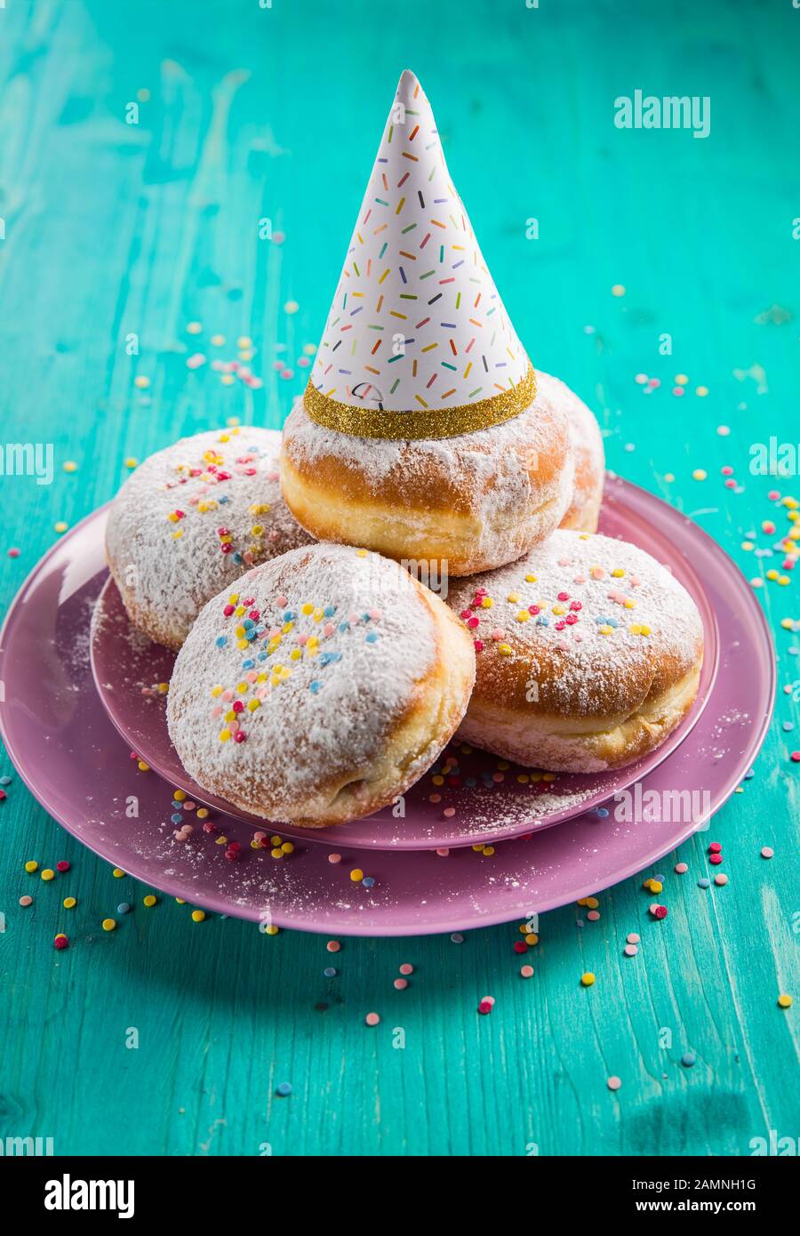 Carnival powdered sugar raised donuts - German Berliner donuts, Krapfen ...