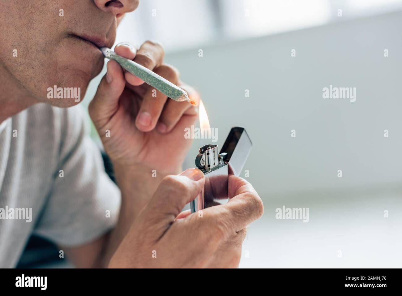 Middle aged man smoking cannabis hi-res stock photography and images ...