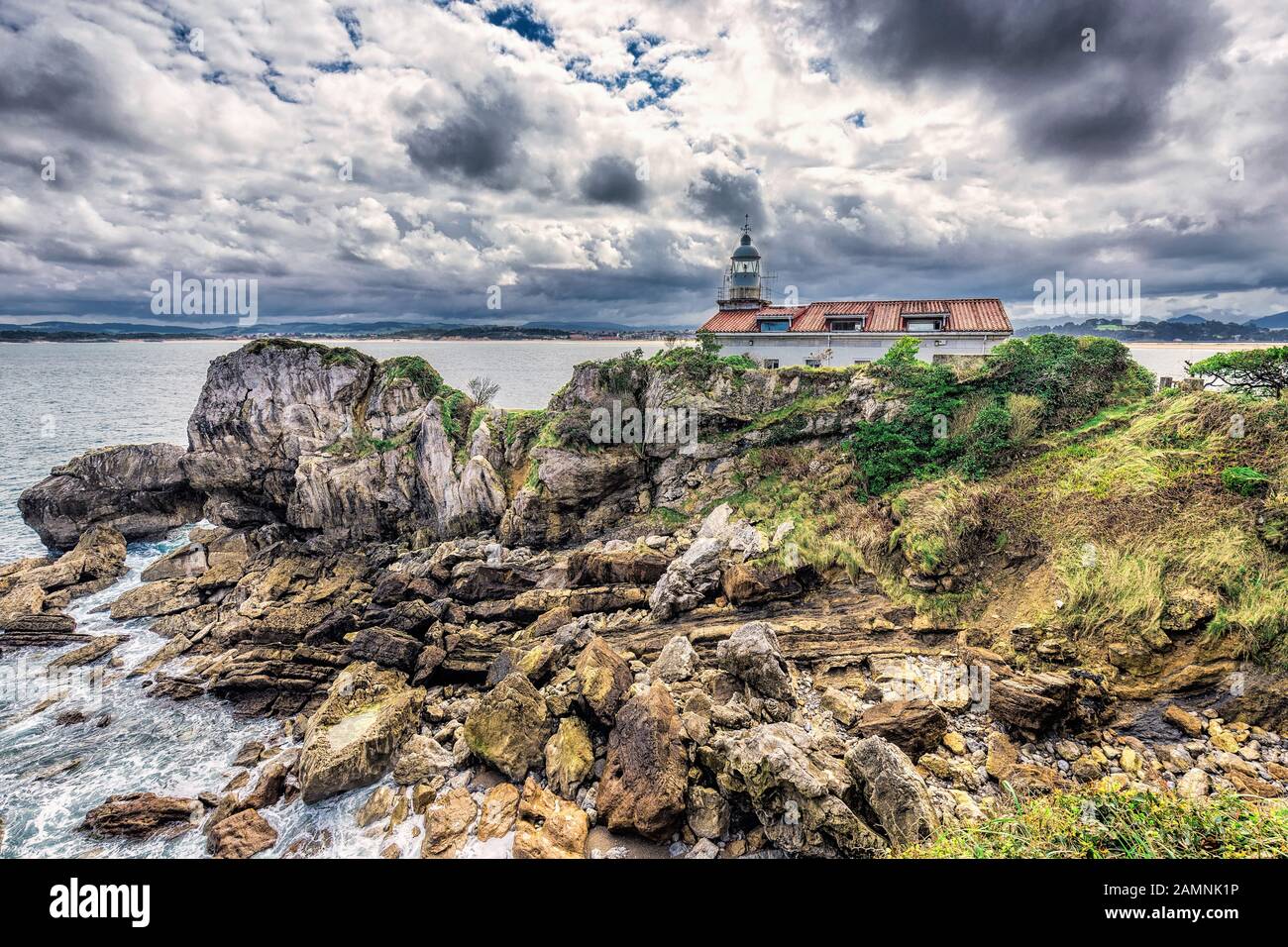Dramatic view of Peninsula de La Magdalena Bay of Santander. Cultural ...