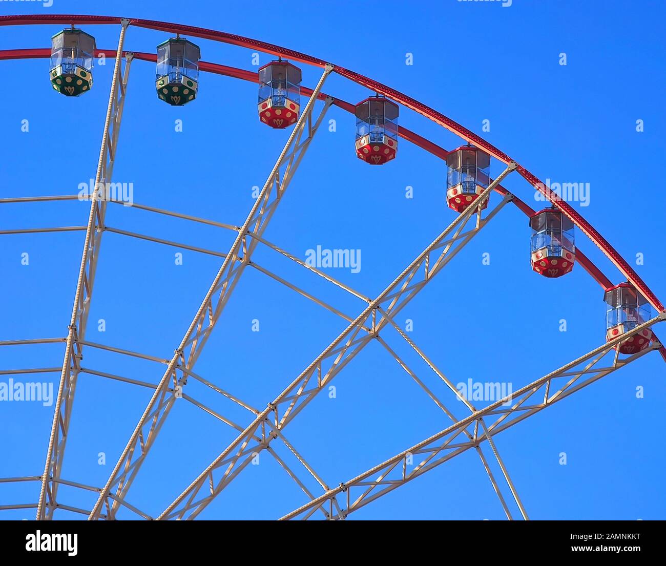 Horizontal image with close-up of section of colorful bright red, green ...