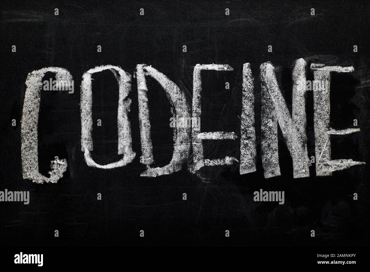 top view of black chalk board with lettering codeine Stock Photo - Alamy