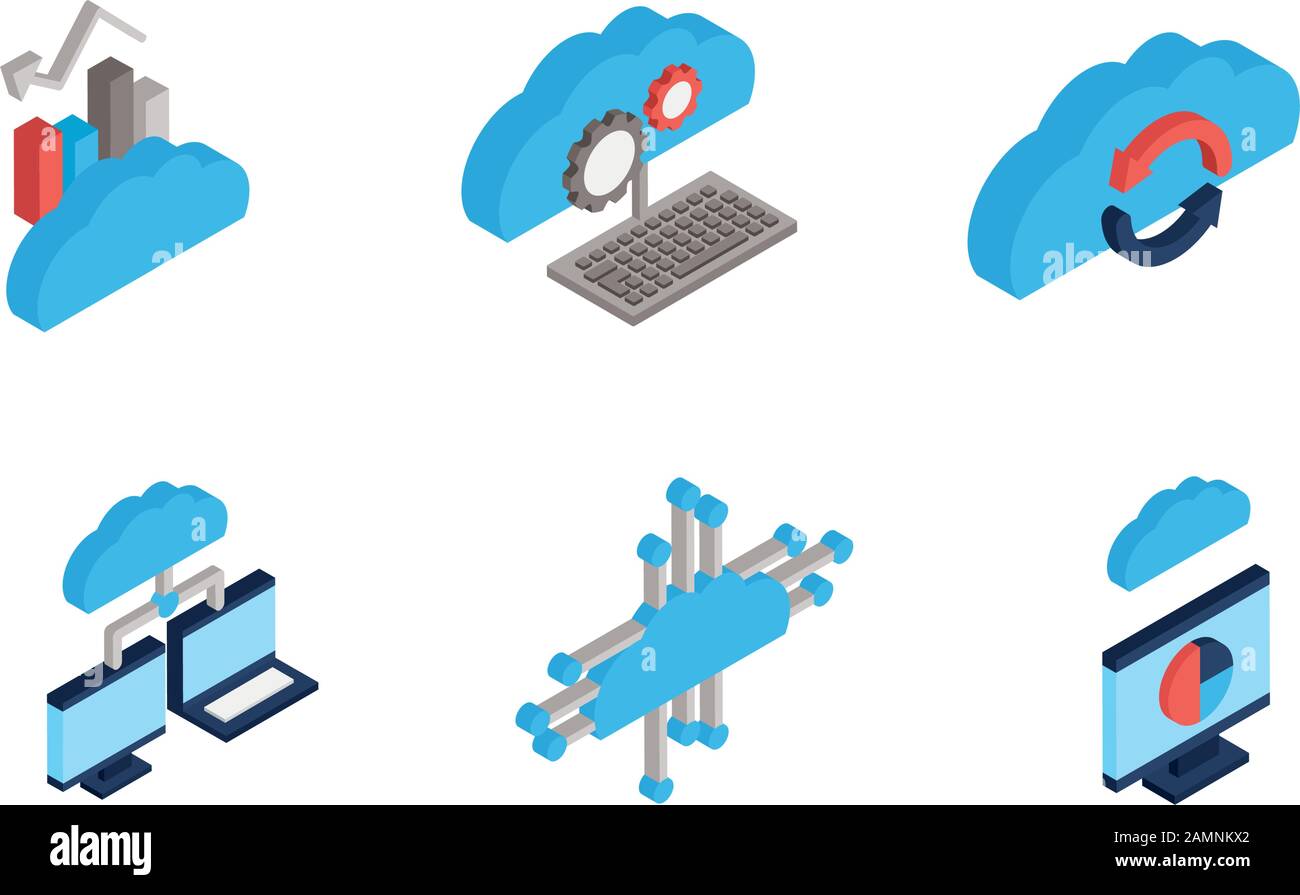 bundle of cloud computing tech icons Stock Vector Image & Art - Alamy