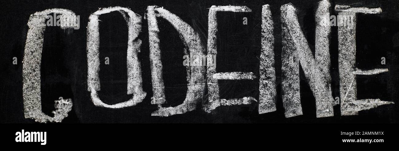 panoramic shot of black chalk board with lettering codeine Stock Photo ...