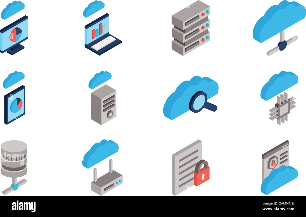 bundle of cloud computing tech icons Stock Vector Image & Art - Alamy