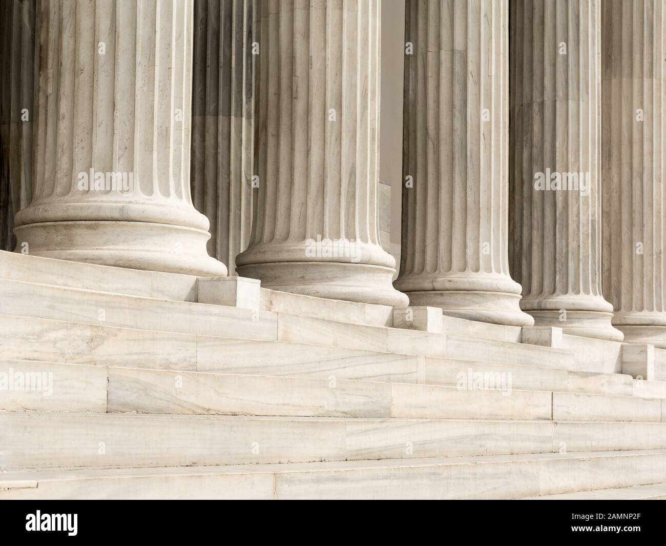 Architectural detail of marble steps and ionic order columns Stock ...