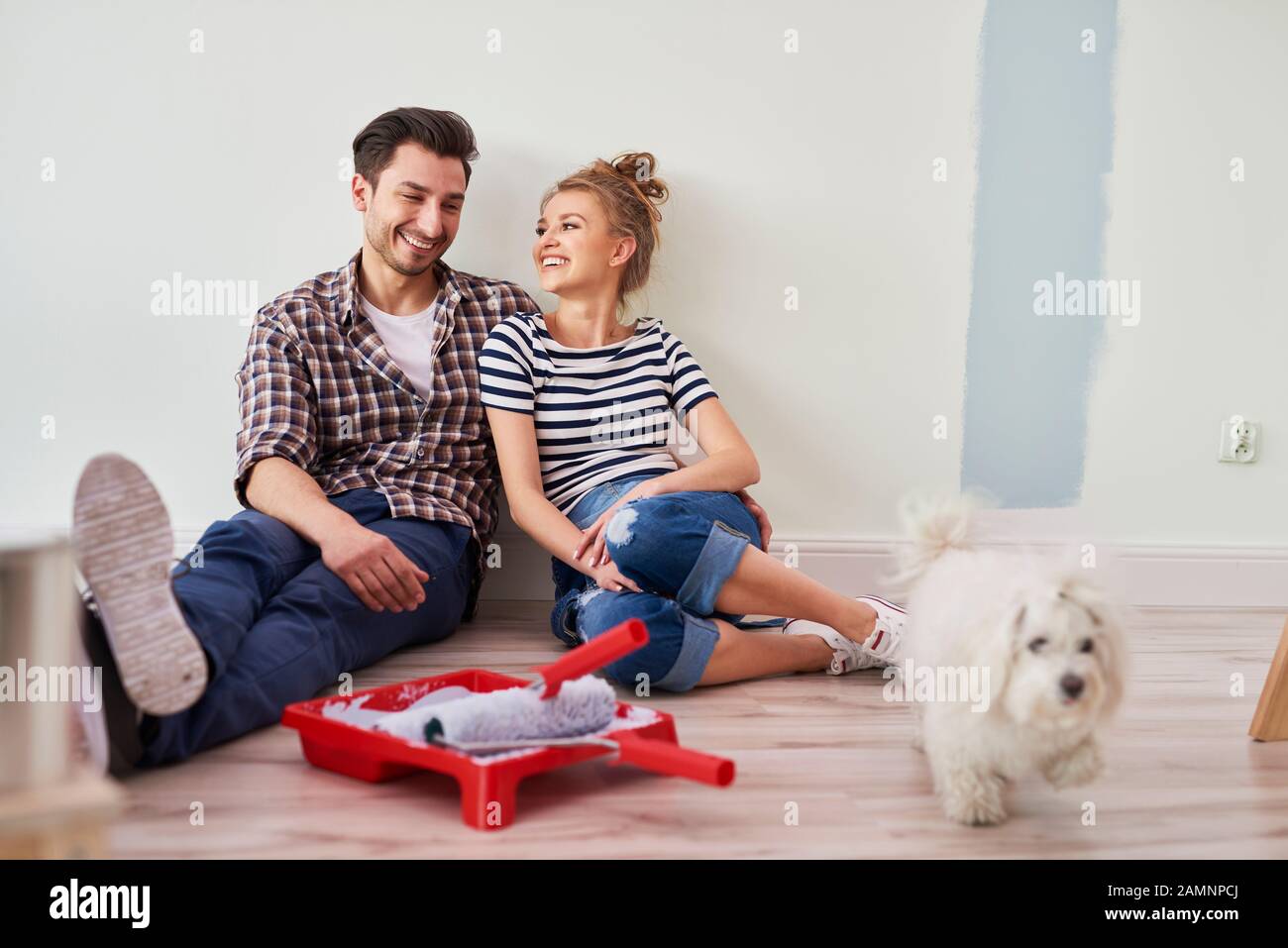 Joyful scene of happy couple Stock Photo - Alamy
