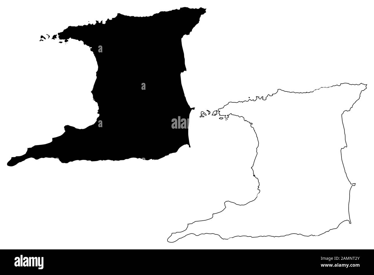 Trinidad island (Republic of Trinidad and Tobago) map vector ...