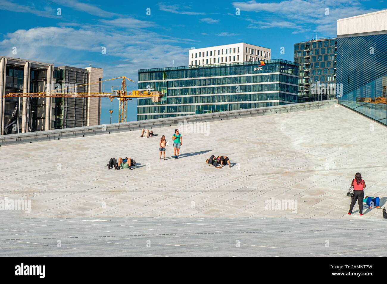 Norway, Oslo August 1, 2013: tourists and residents of the city relax ...