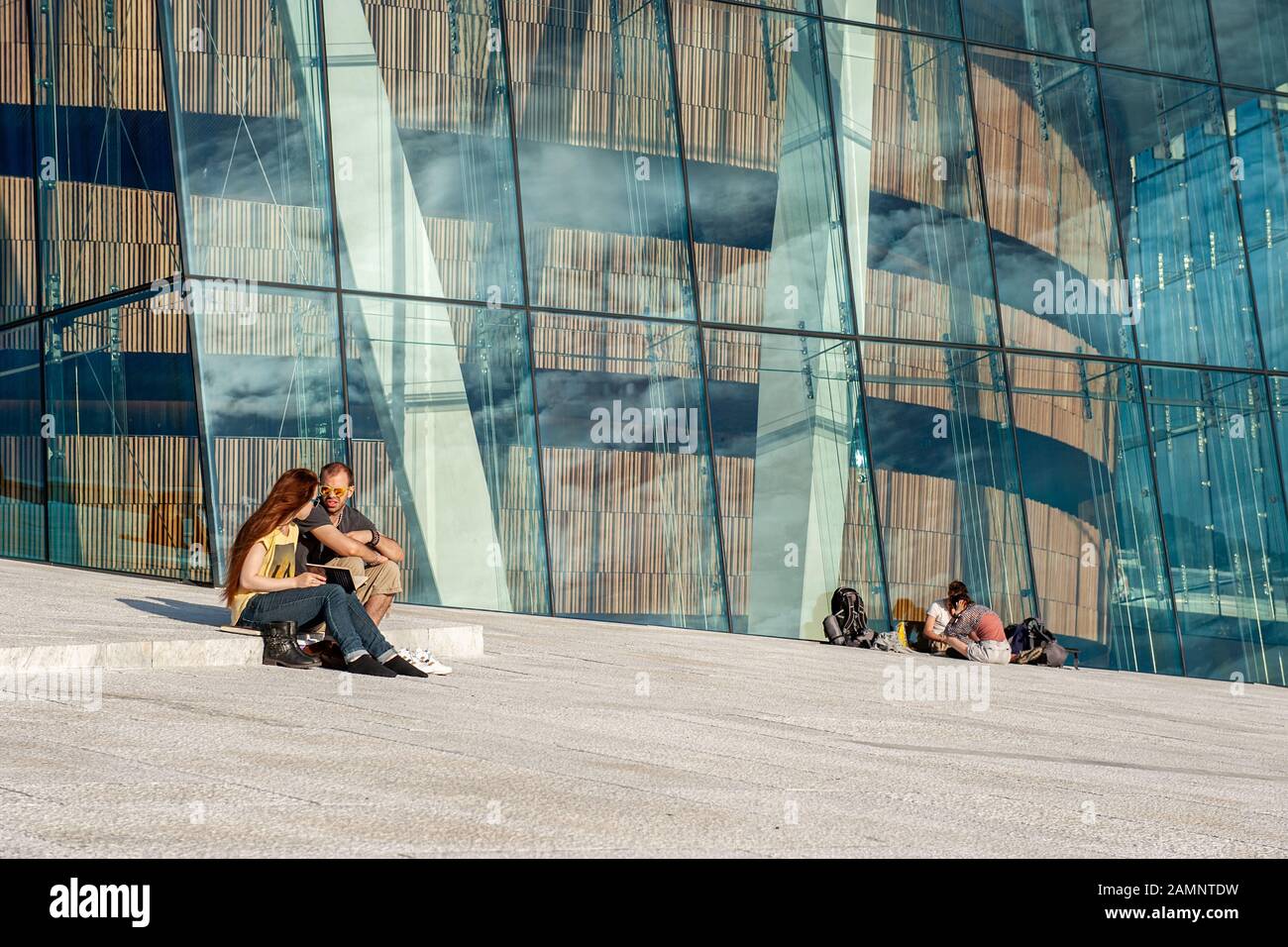 Norway, Oslo August 1, 2013: tourists and residents of the city relax ...