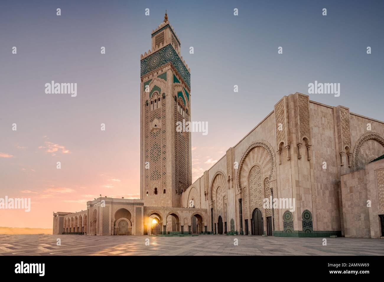 Ray of light at Hassan II Mosque, largest mosque in Morocco. Shot after ...