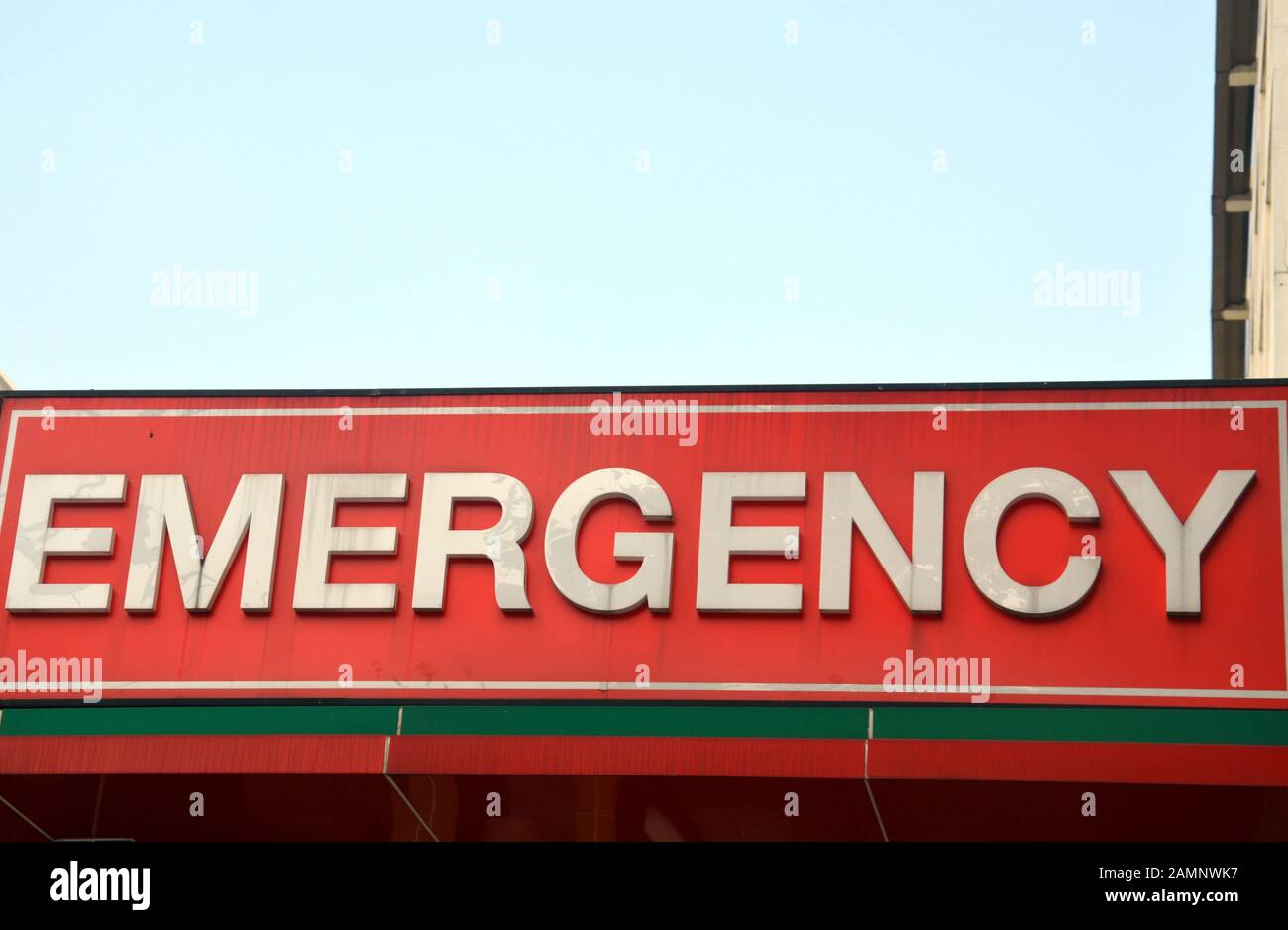 An 'Emergency' sign at the entrance to a hospital Stock Photo - Alamy
