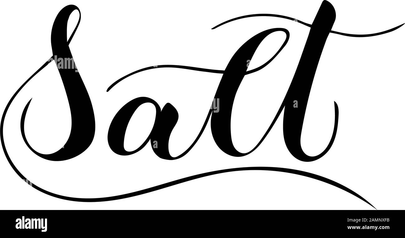 Vector hand written salt text isolated on white background. Kitchen ...