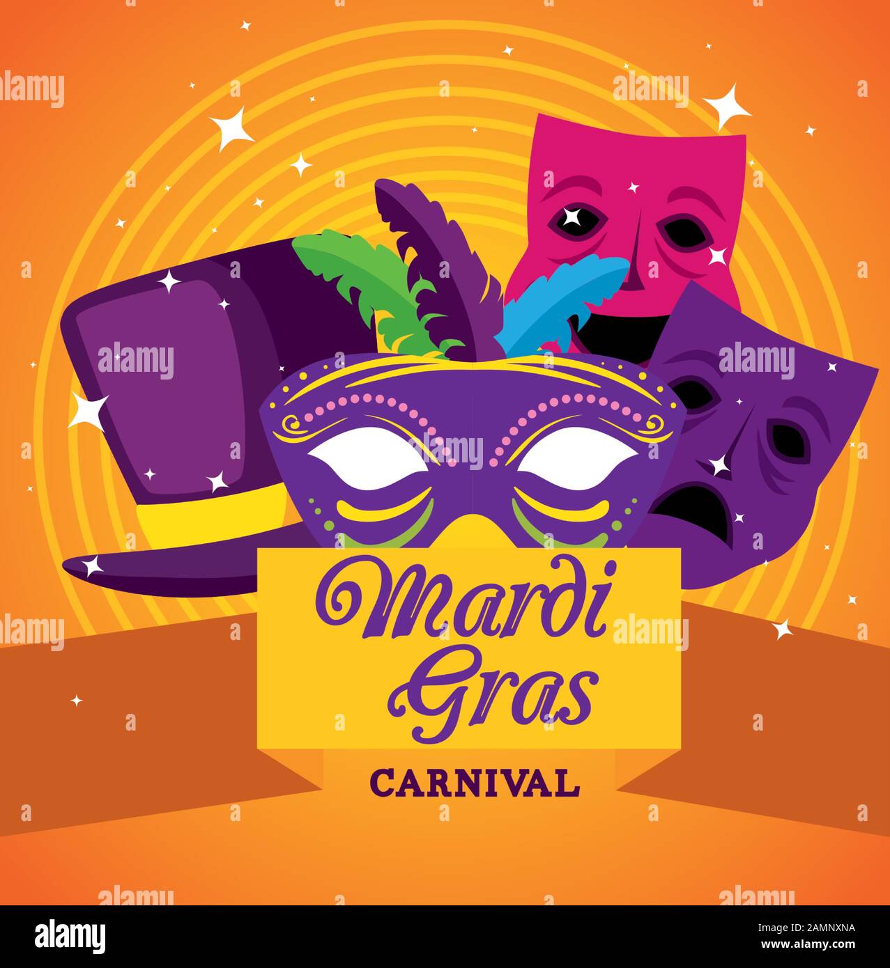 Mardi gras masks and hat vector design Stock Vector Image & Art - Alamy