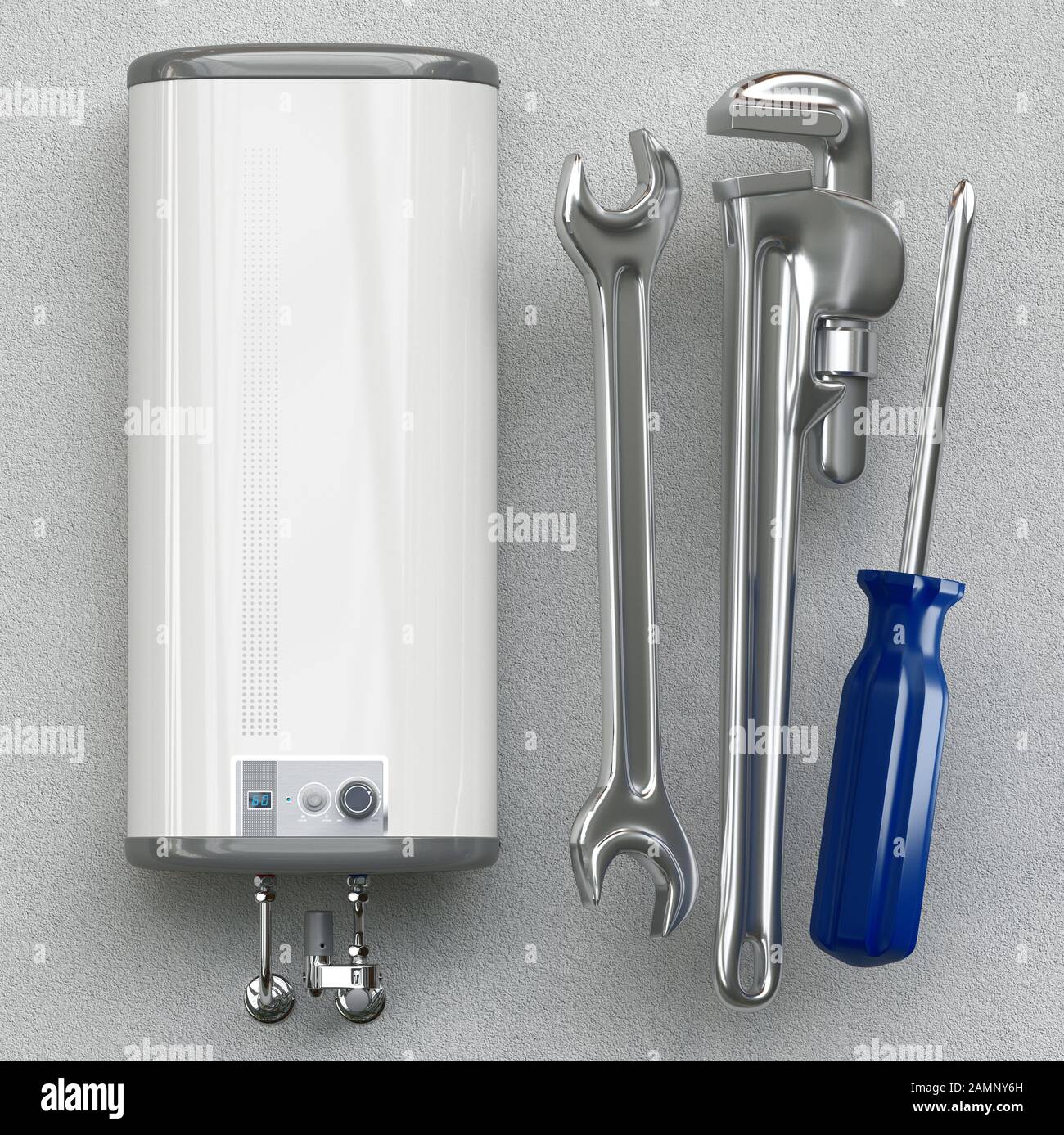 Technical assistance concept, modern home gas fired boiler, 3d ...