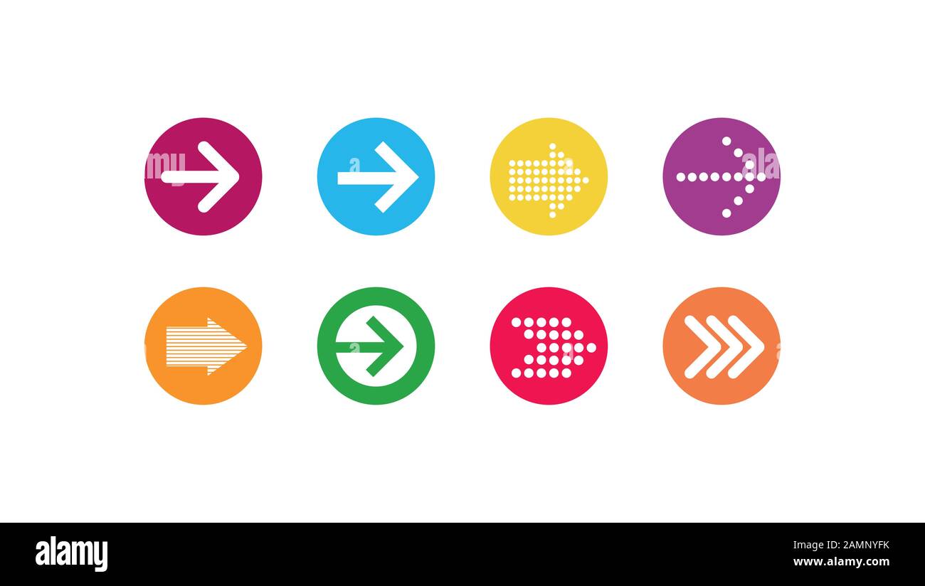 Arrows icon set design of Direction element web forward arrowheads ...
