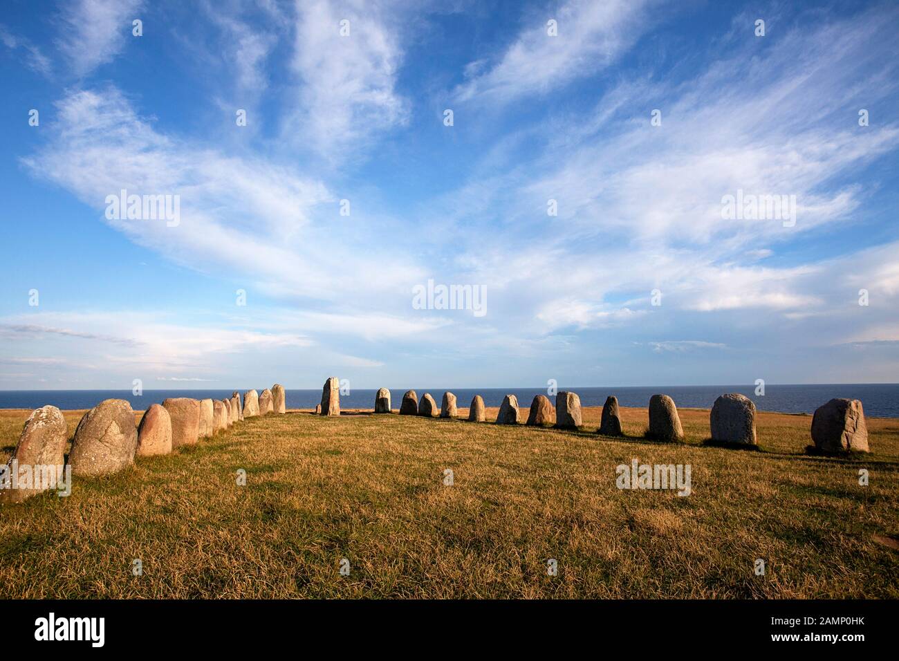 Boat shaped standing stones of Ales Stenar, Kaseberga, Skane, South ...