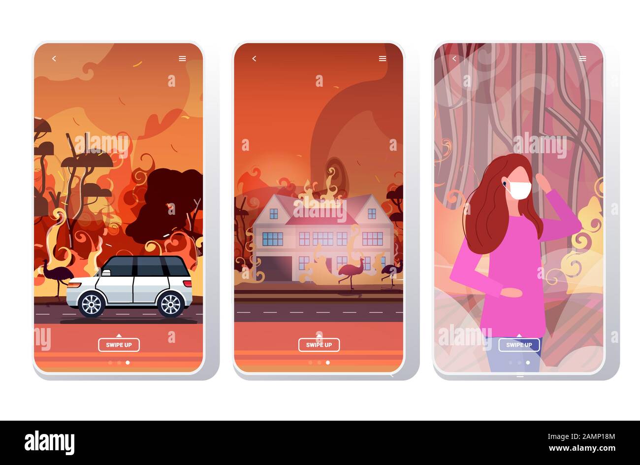 set forest fires in australia wildfire bushfire burning trees natural ...