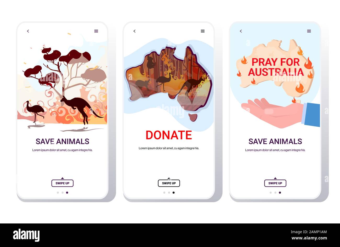 set forest fires wildfire bushfire natural disaster pray for Australia ...