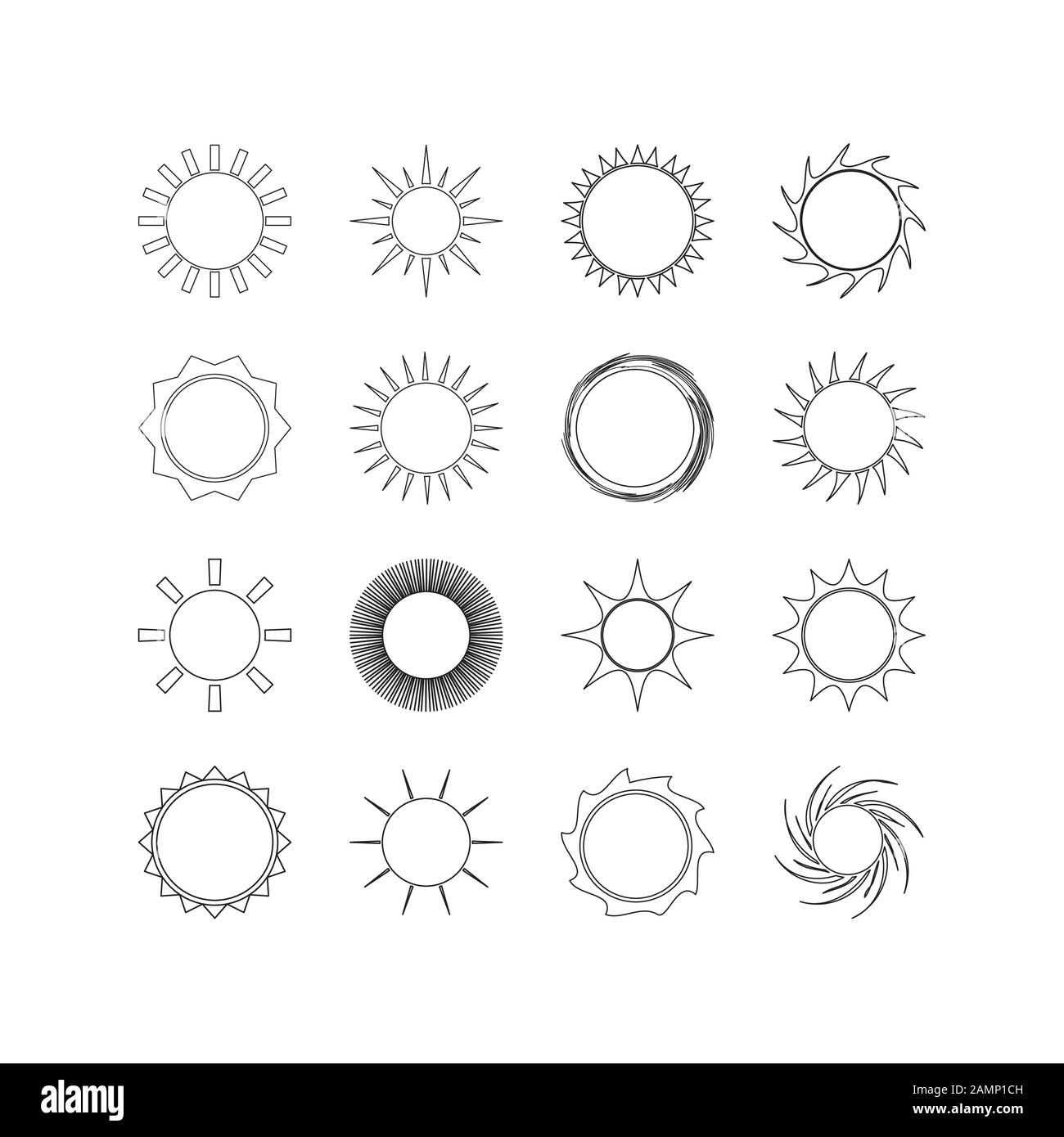 Sun icon set design, summer nature tropical season holiday sunny ...