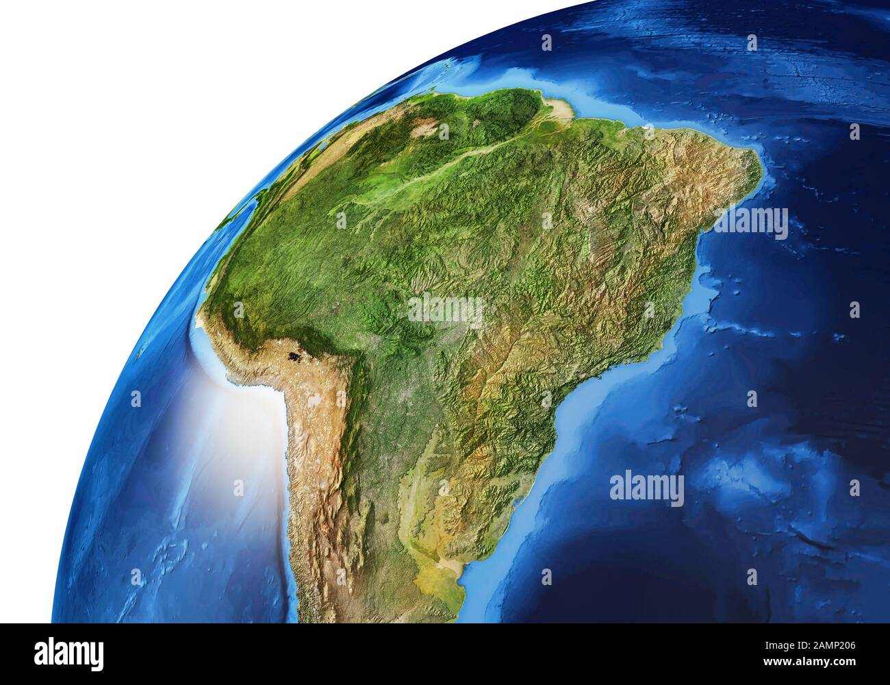 Earth globe close- up of the South America. Very detailed and Photo ...