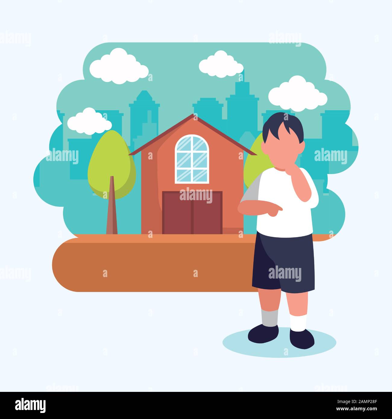 Avatar boy in front of a house design, Kid childhood little people ...