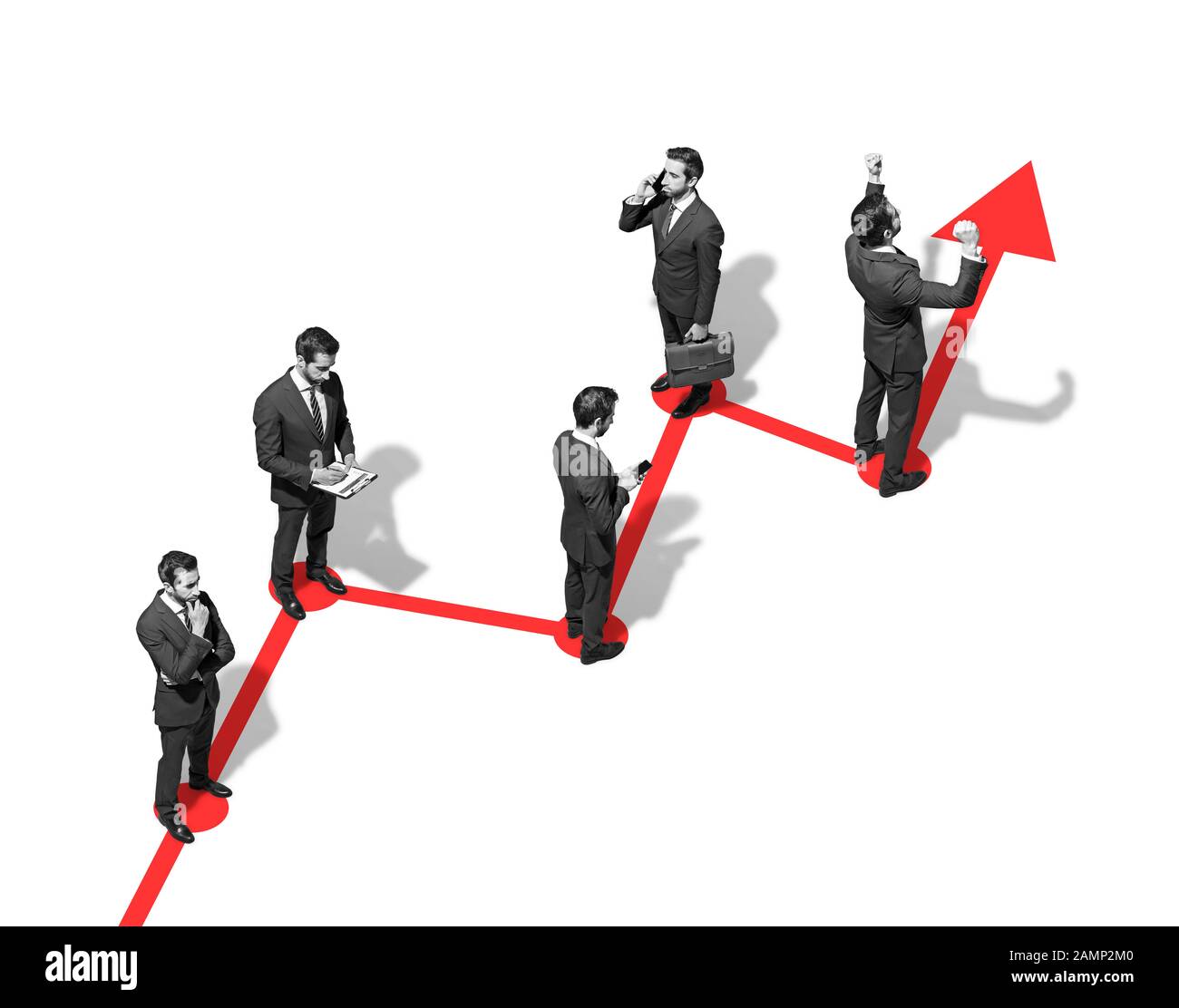 Corporate businessman on the way to success: he is taking all steps to ...