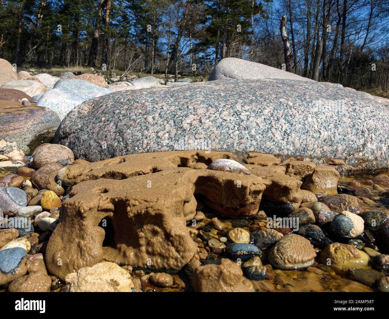 abstract photo with rocks and sand texture on the seashore Stock Photo ...