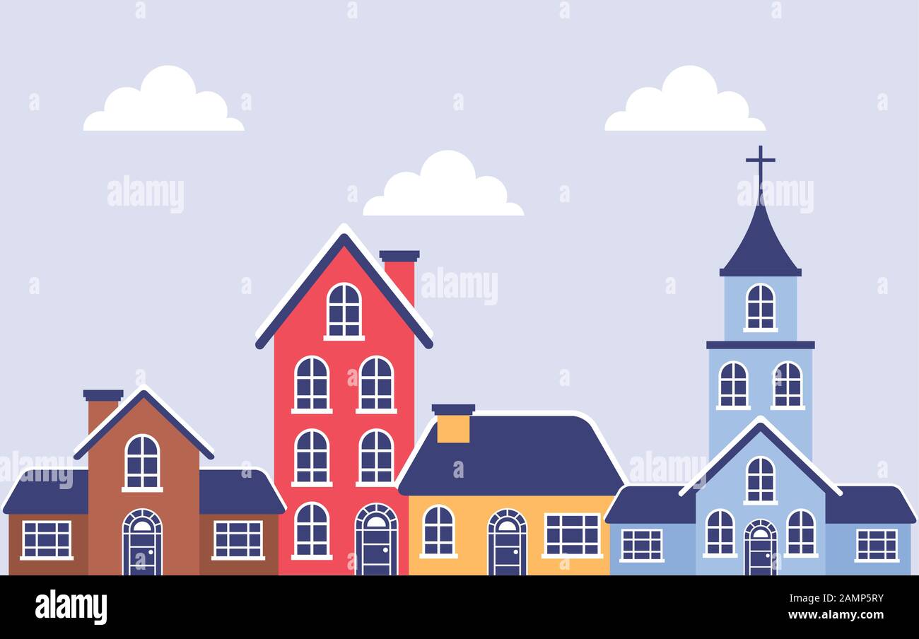 Neighborhood in the evening Stock Vector Images - Alamy