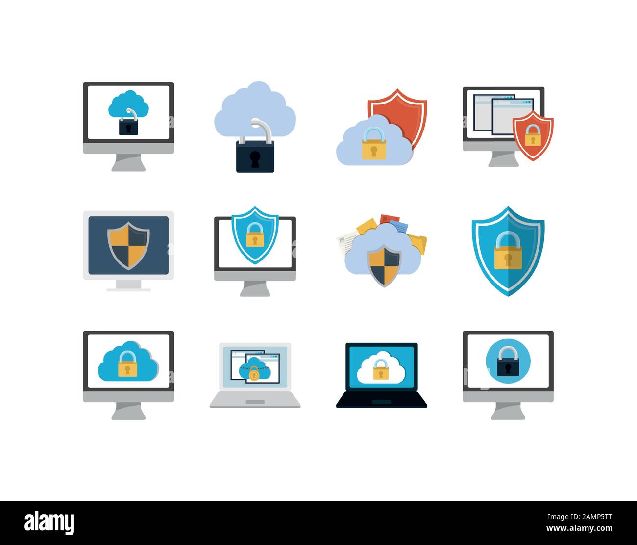technology and security system icon set pack, High Quality variety ...