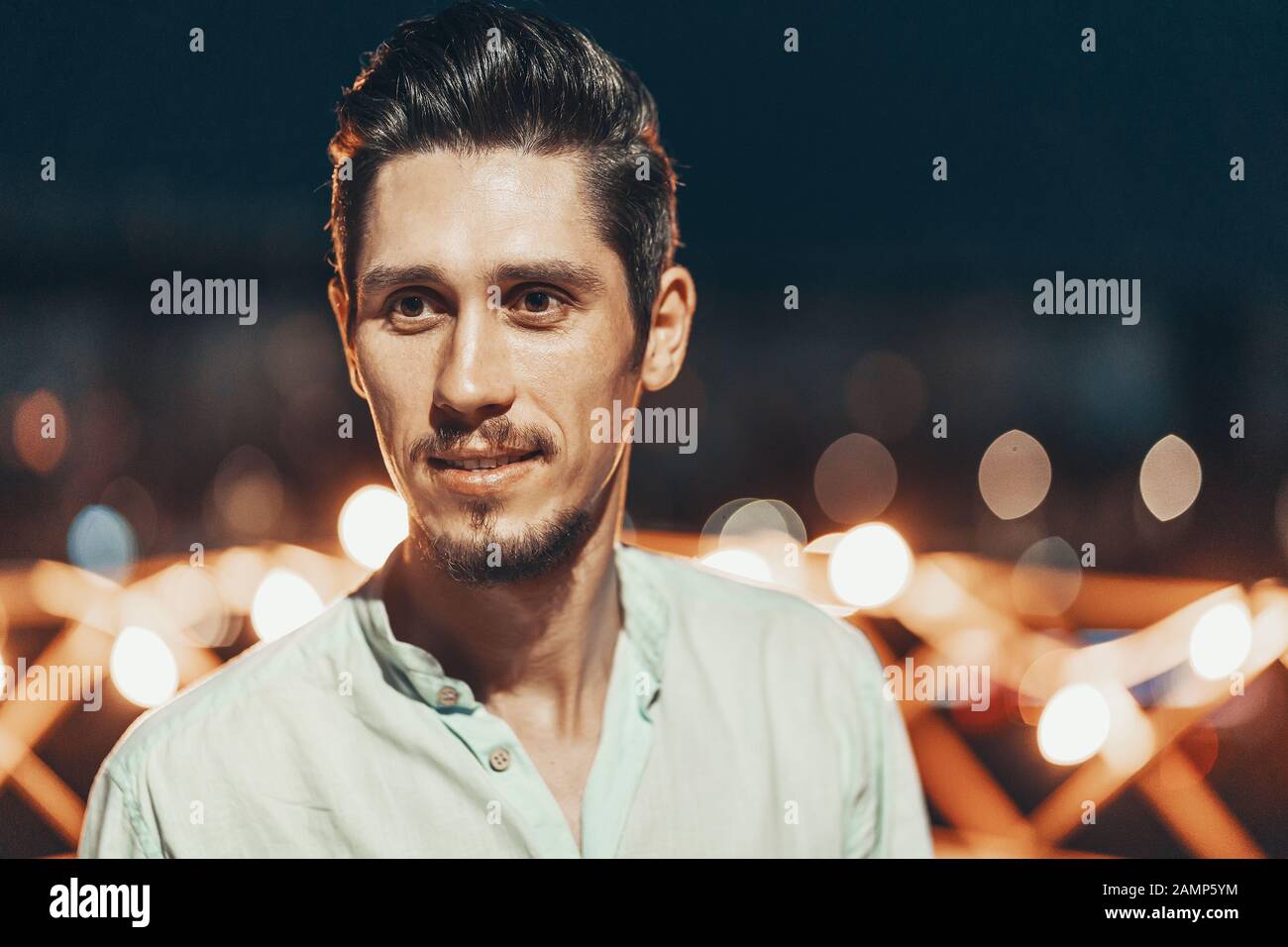 Handsome man tourist night city hi-res stock photography and images - Alamy