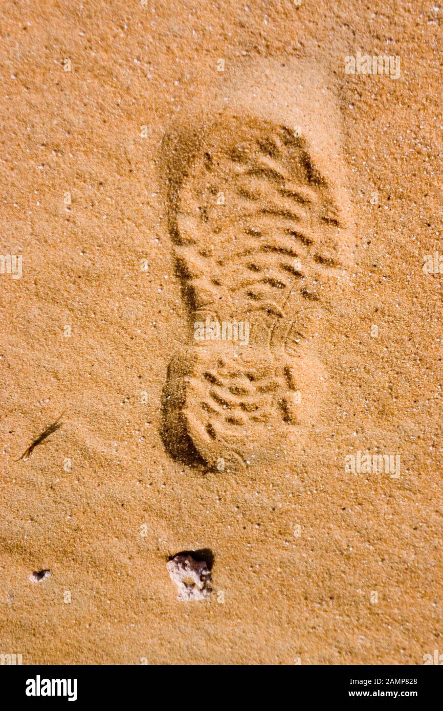 Foot print In The Sand Stock Photo - Alamy