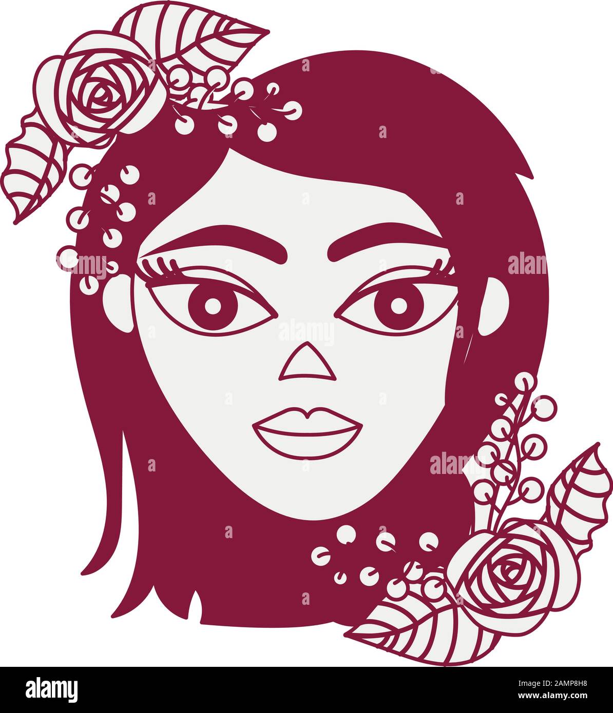 beautiful woman head with roses decoration Stock Vector Image & Art - Alamy