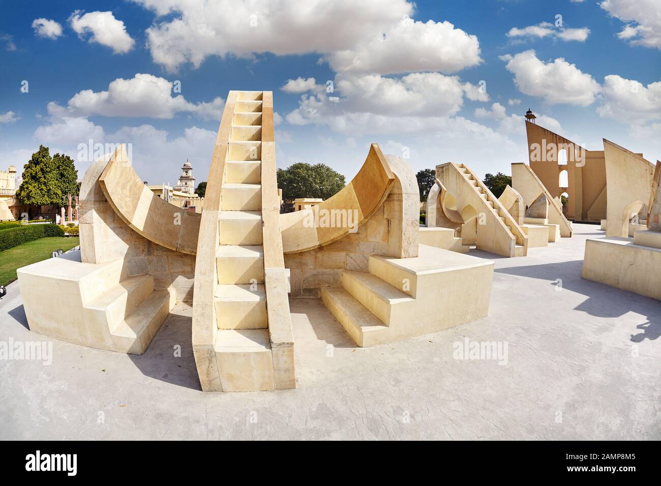 Jantar Mantar observatory complex at blue sky in Jaipur, Rajasthan ...