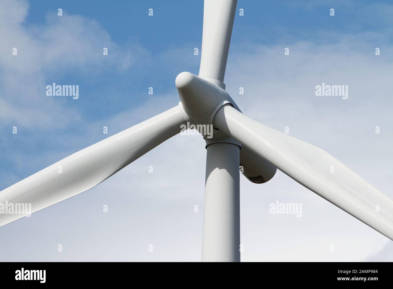 Close-up shot of the propeller and blades on a wind turbine Stock Photo ...