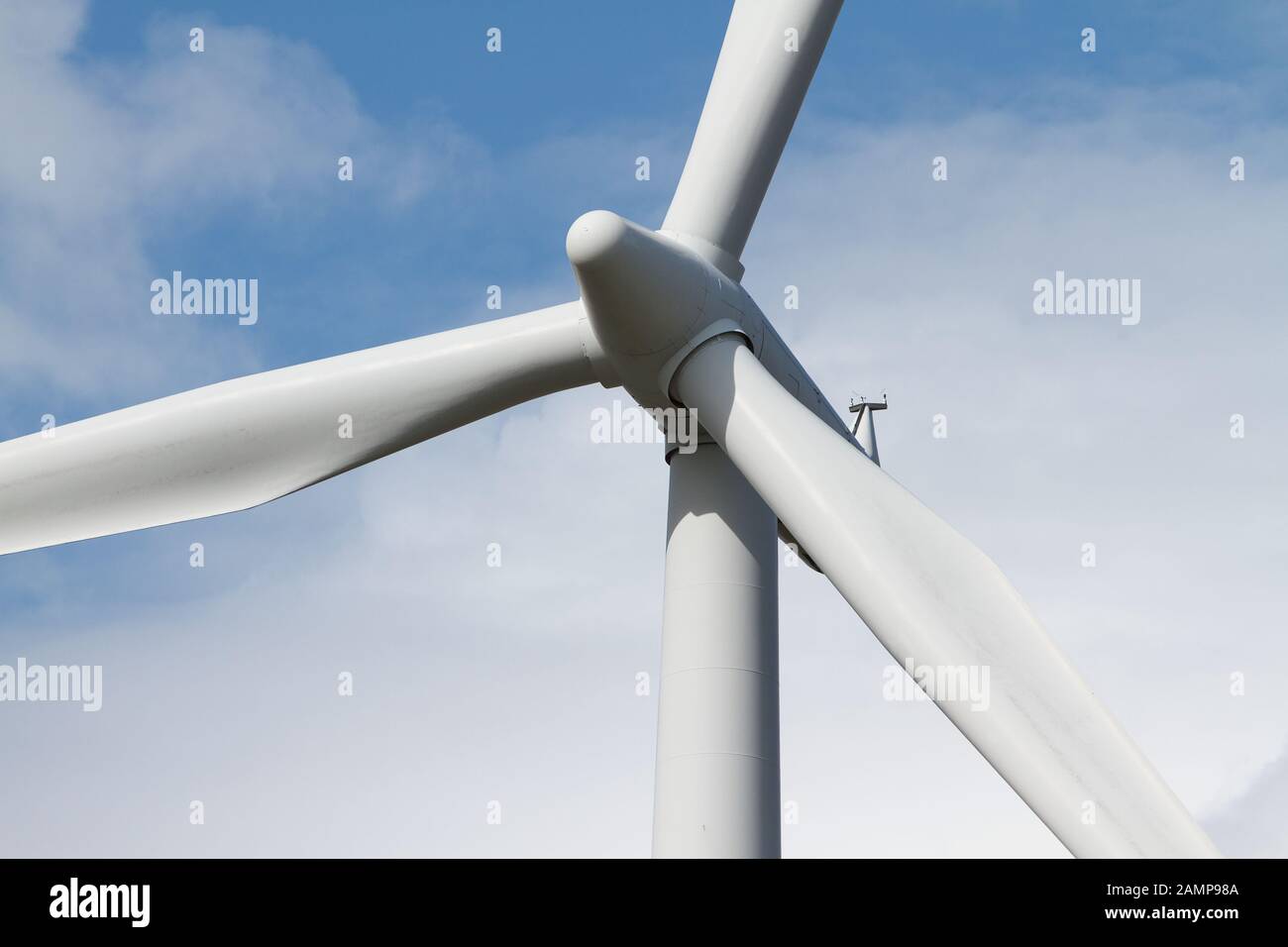 Close-up shot of the propeller and blades on a wind turbine Stock Photo ...