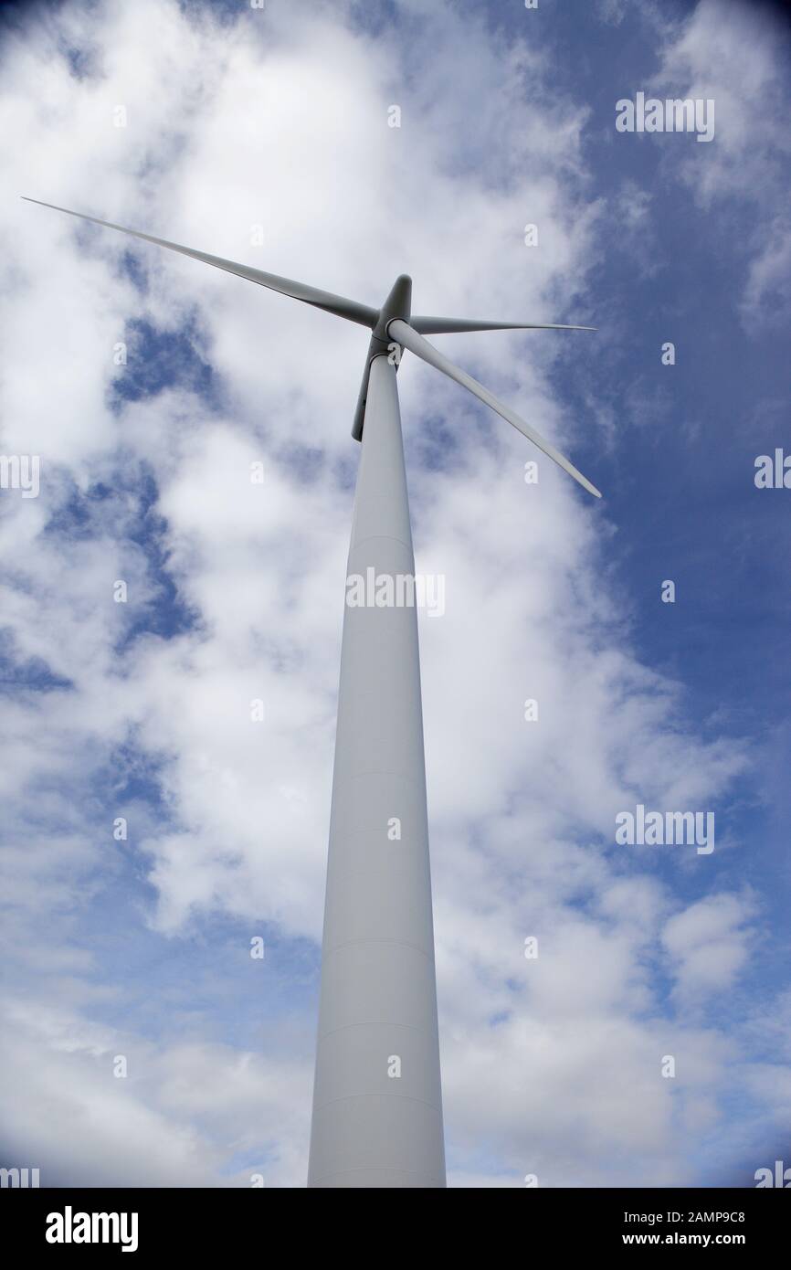 Large wind turbine shot from below Stock Photo - Alamy
