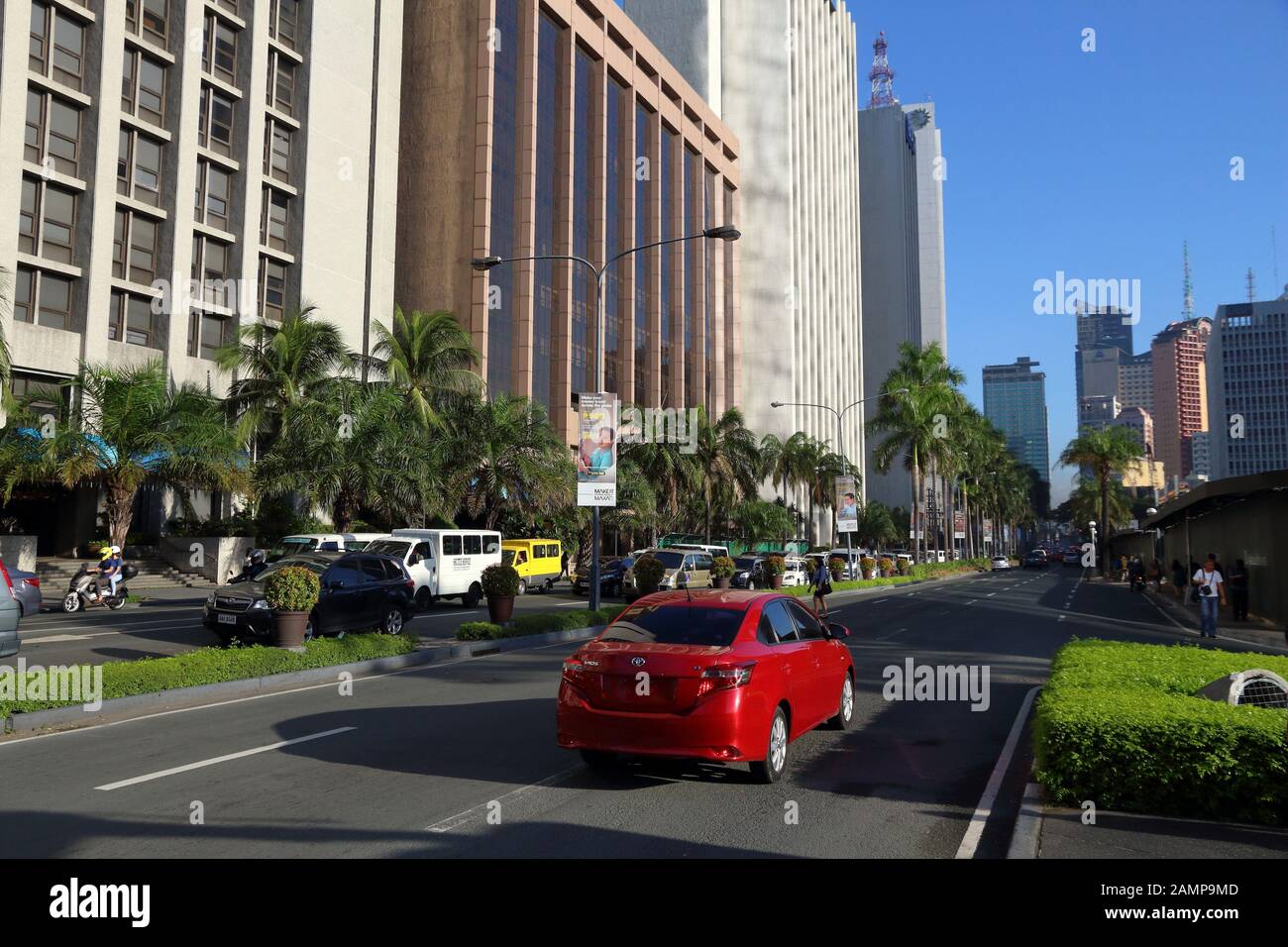MANILA, PHILIPPINES - NOVEMBER 28, 2017: Traffic along Makati Avenue in ...