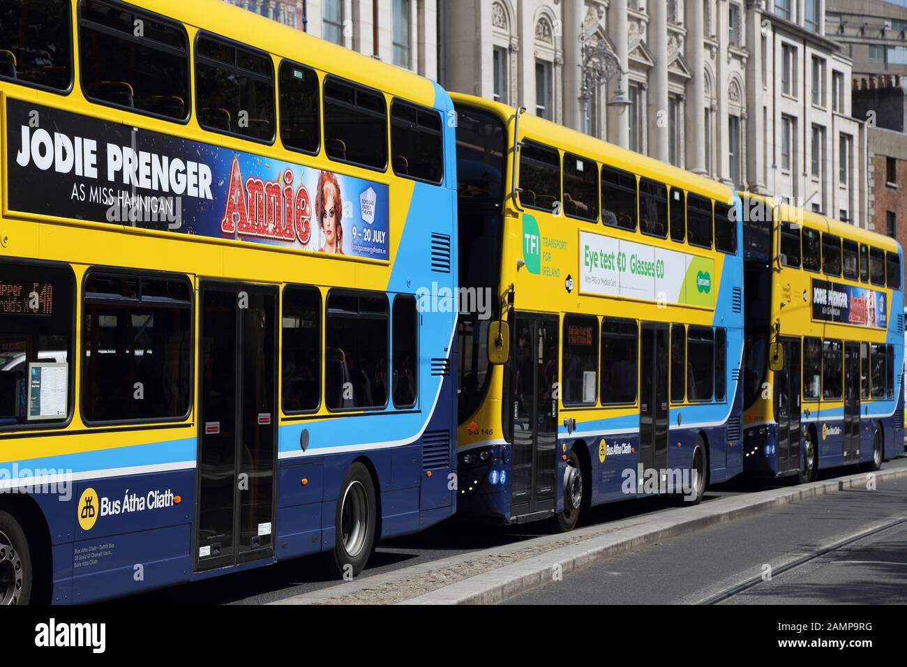 Dublin buses in the line Stock Photo - Alamy