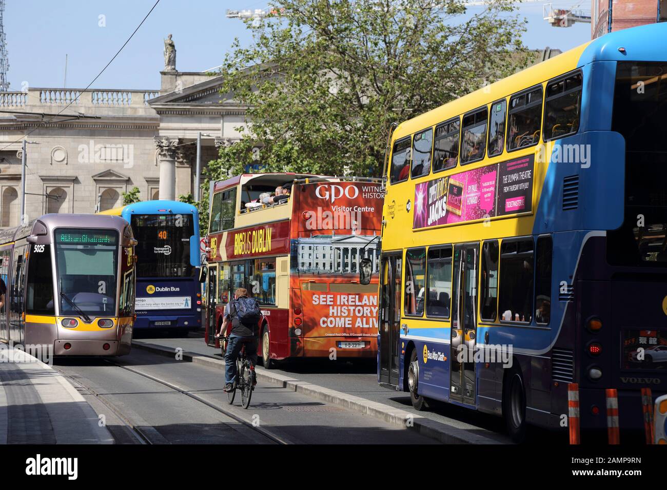 Dublin buses in the line Stock Photo - Alamy