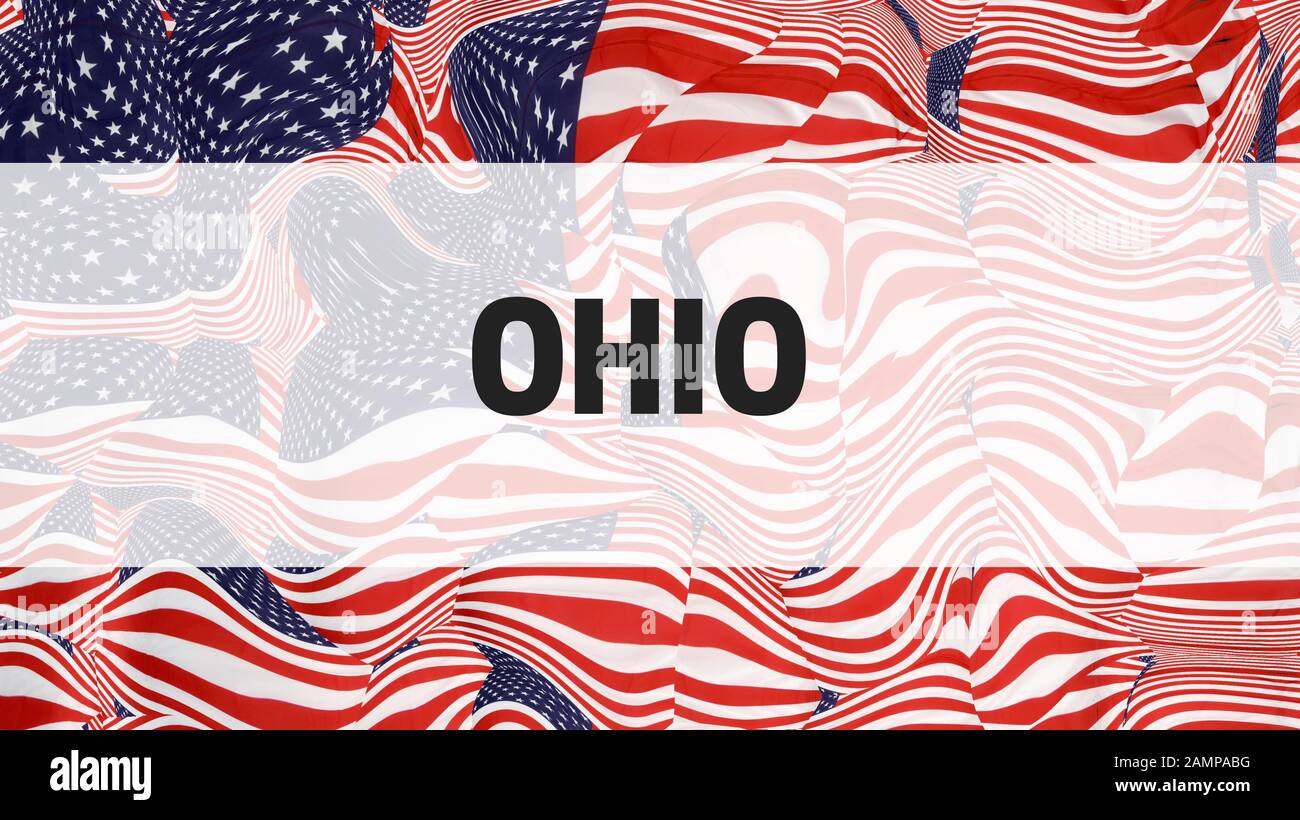 OHIO state text on american flag illustration Stock Photo - Alamy