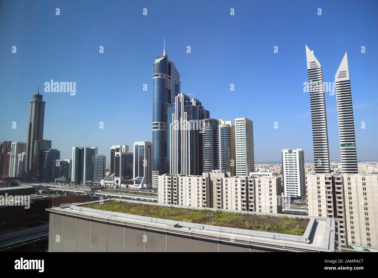 Dubai skyline in Trade Centre district. Office building skyline Stock ...