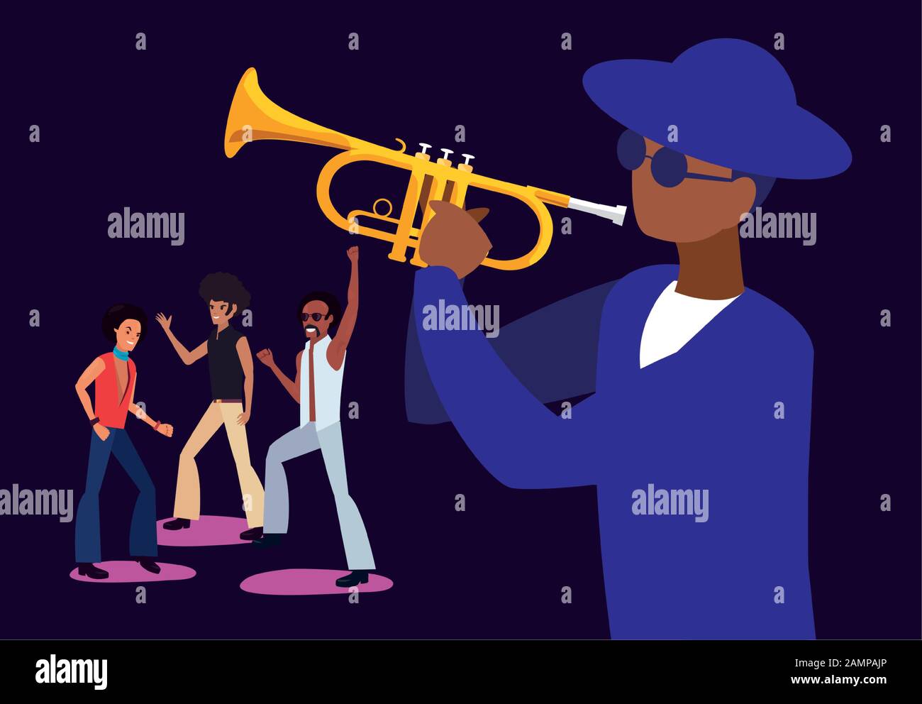 Musician man and dancers design, Music festival sound melody song ...