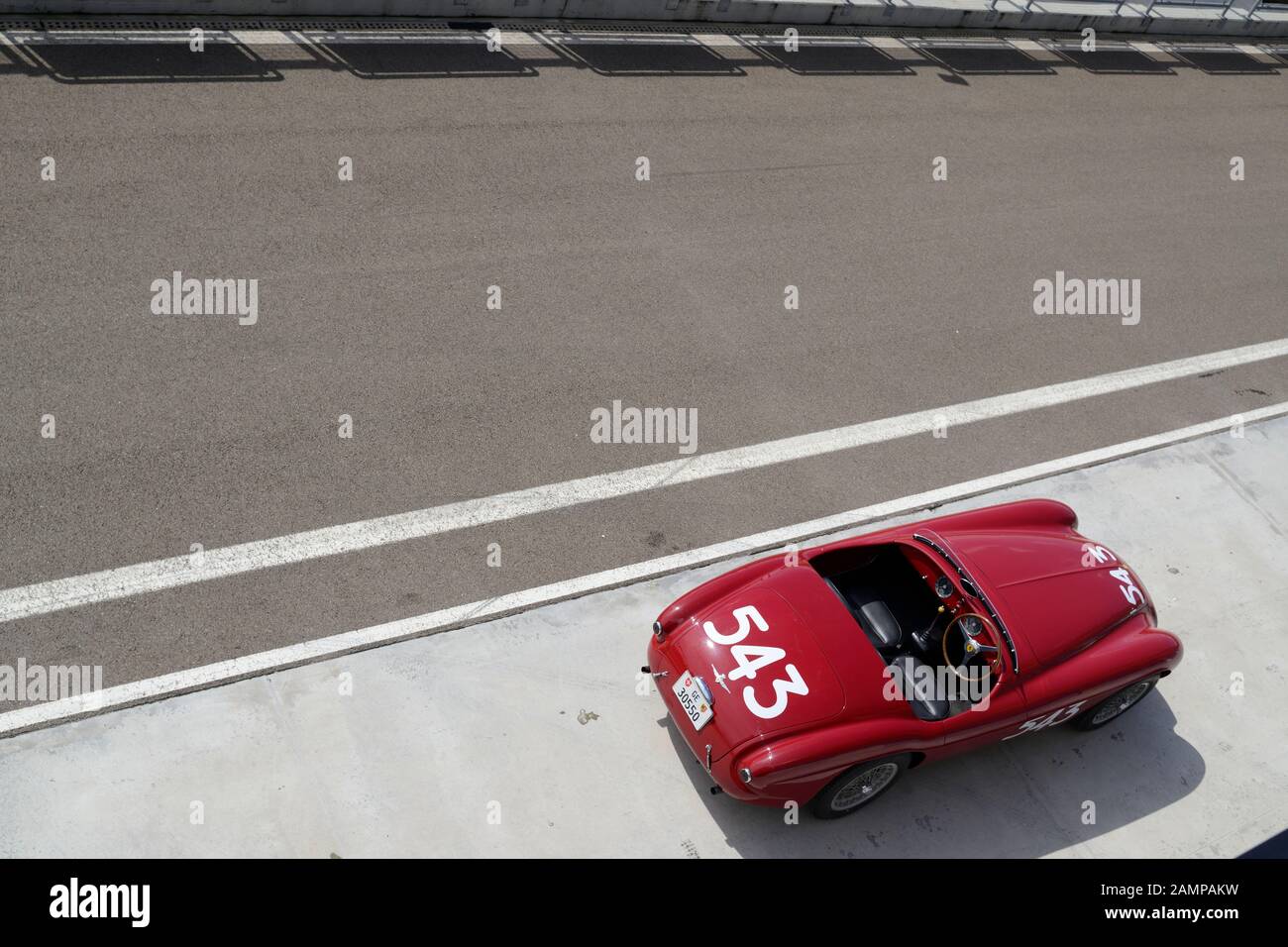 Overhead shot of Mille Miglia Ferrari 212 Export (body by Touring ...