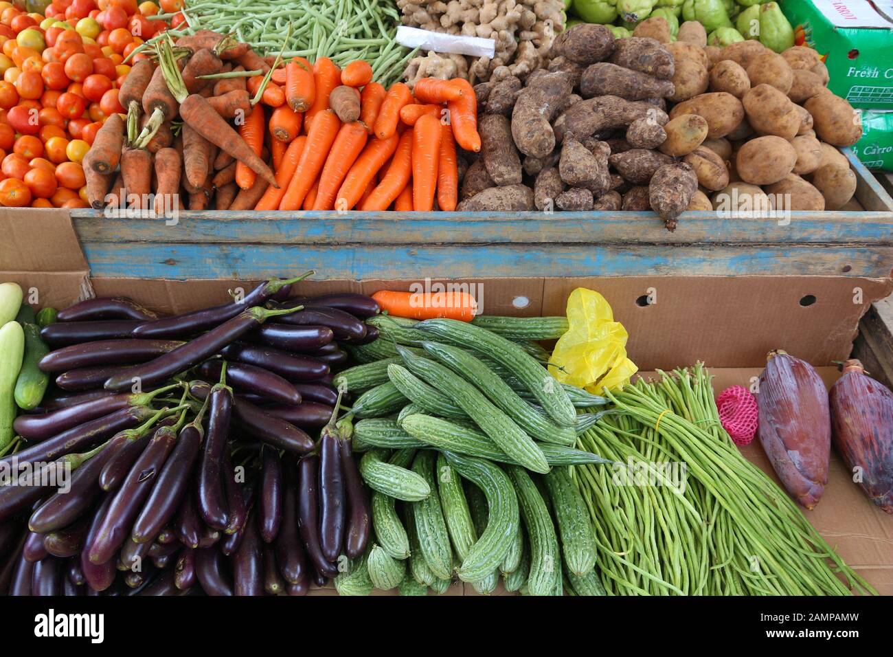 Local vegetables market in El Nido, Palawan, Philippines. Colorful ...